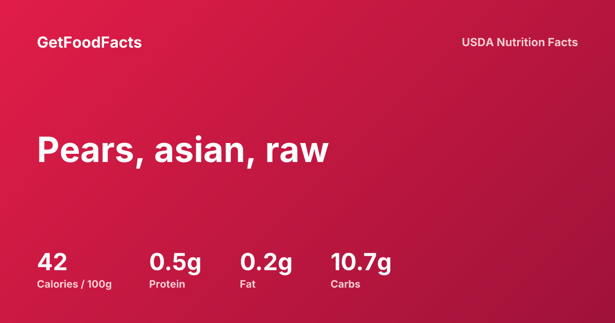 Pears, asian, raw: 42 Cal, 0.5g Protein, Nutrition Facts